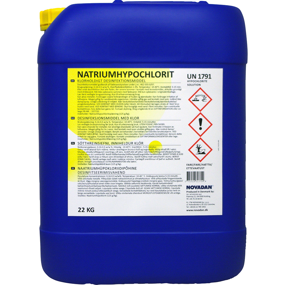 Novadan 15% Natriumhypochlorit, 22kg - Desinfektion - CM-Nordic